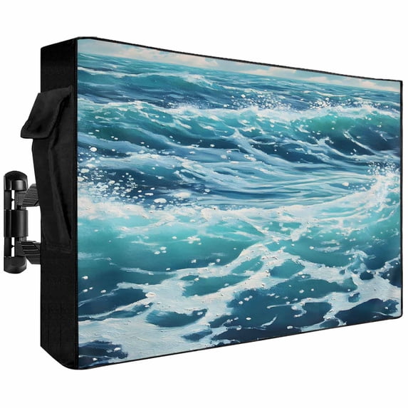 Abstract Ocean Waves Outdoor TV Cover 40 to 43 inch Modernism Blue ...