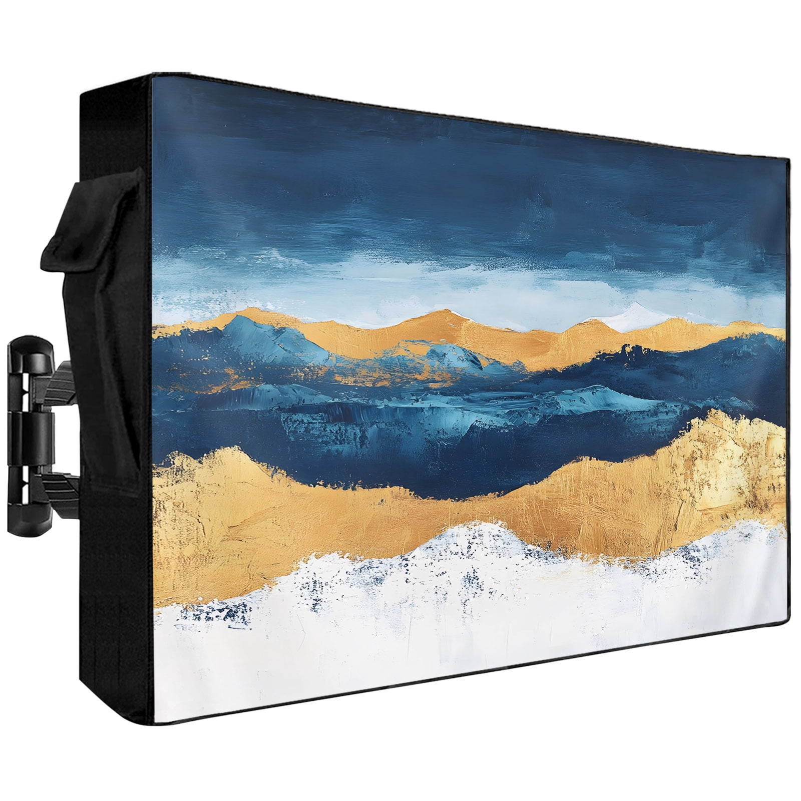Abstract Ocean Waves Outdoor TV Cover 60 to 65 inch Gradient Gold Blue ...
