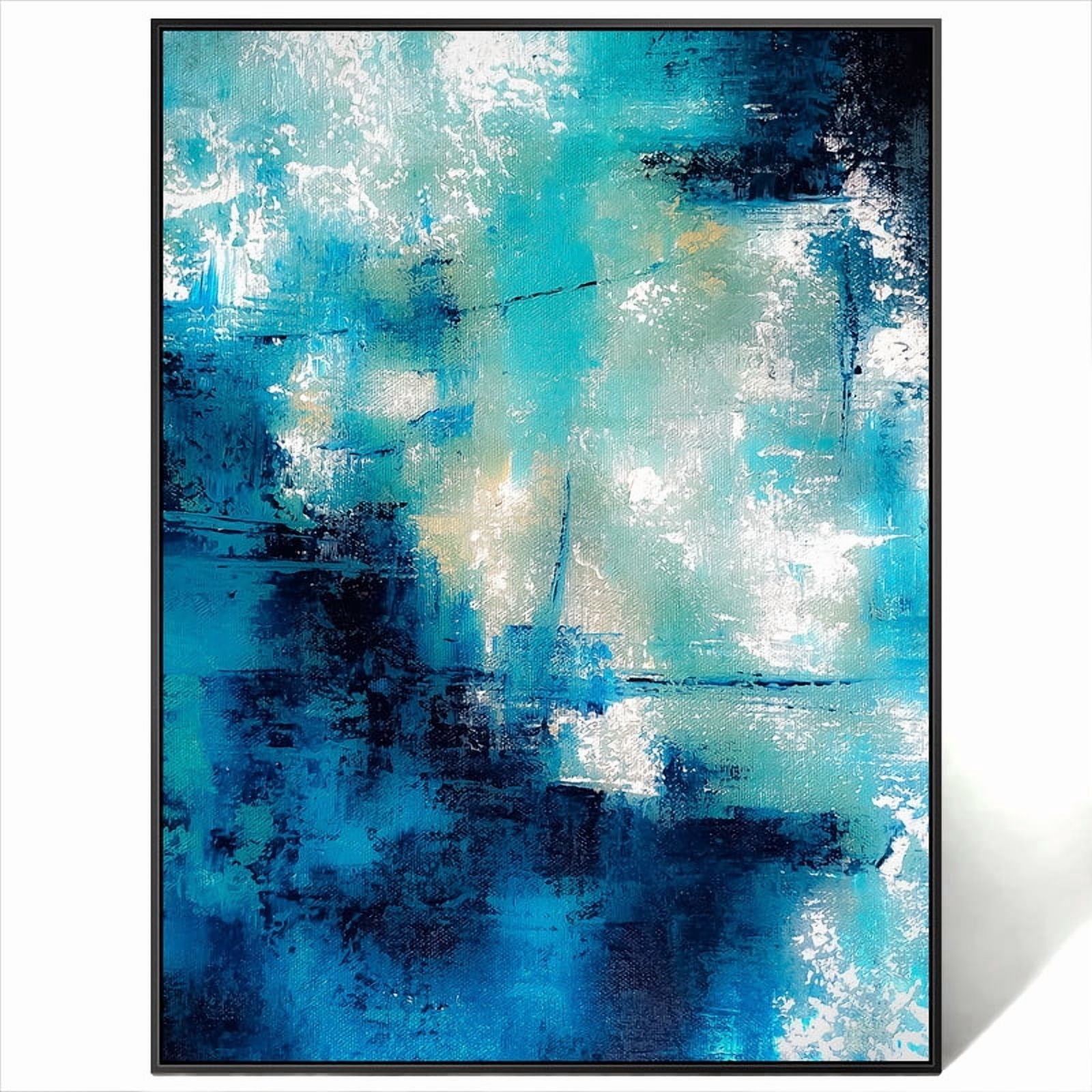 Abstract Ocean Waves Painting – Teal, Blue, Ivory Landscape Wall Art ...