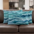 Abstract Ocean Waves Pillow Covers Set of 4, Teal Green Marble Texture ...