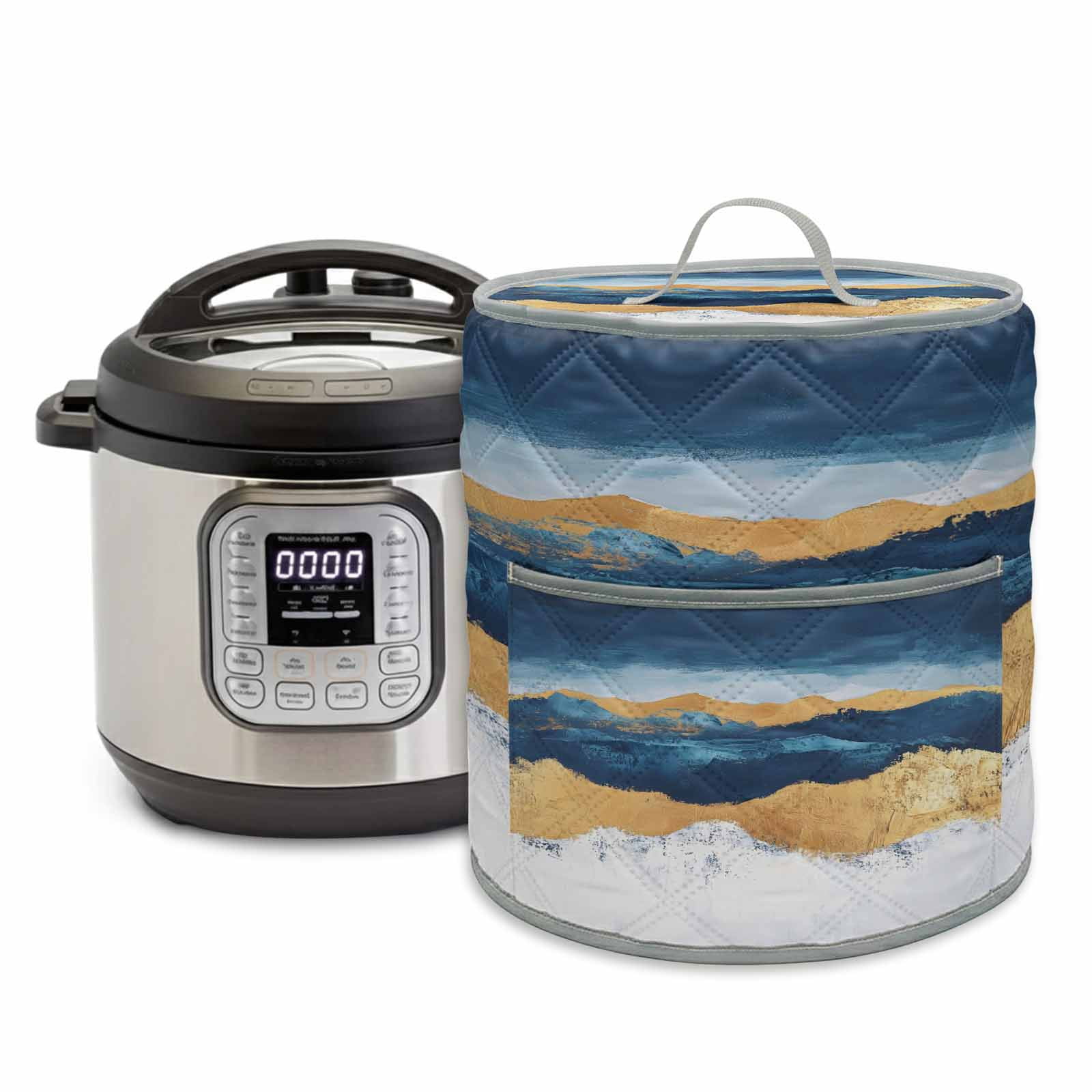 Abstract Ocean Waves Pressure Cooker Cover Gradient Gold Blue Landscape ...