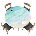 Abstract Ocean Waves Round Fitted Table Cover Coastal Modern Beach ...