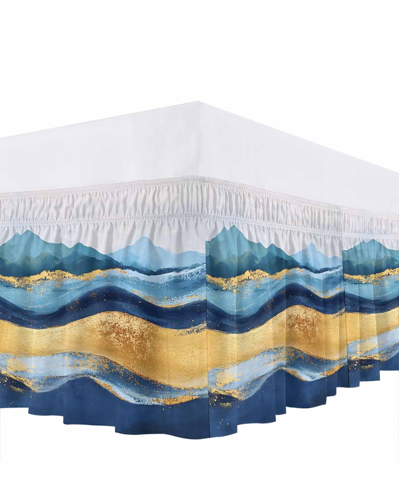 Abstract Ocean Waves Ruffle Bed Skirt California King Size Gradient ...