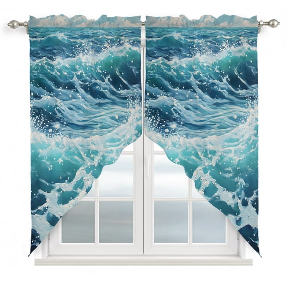 Abstract Ocean Waves Swag Valances for Windows 36 inches Long ...