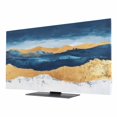 Abstract Ocean Waves TV Dust Cover 85 Inch, Gradient Gold Blue ...