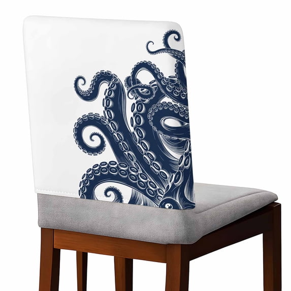 Abstract Octopus Chair Covers Set of 1 Vintage Ink Blue The Octopus ...