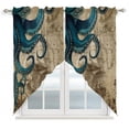 Abstract Octopus Swag Curtain Valance for Window 2 Panels Vintage Green ...