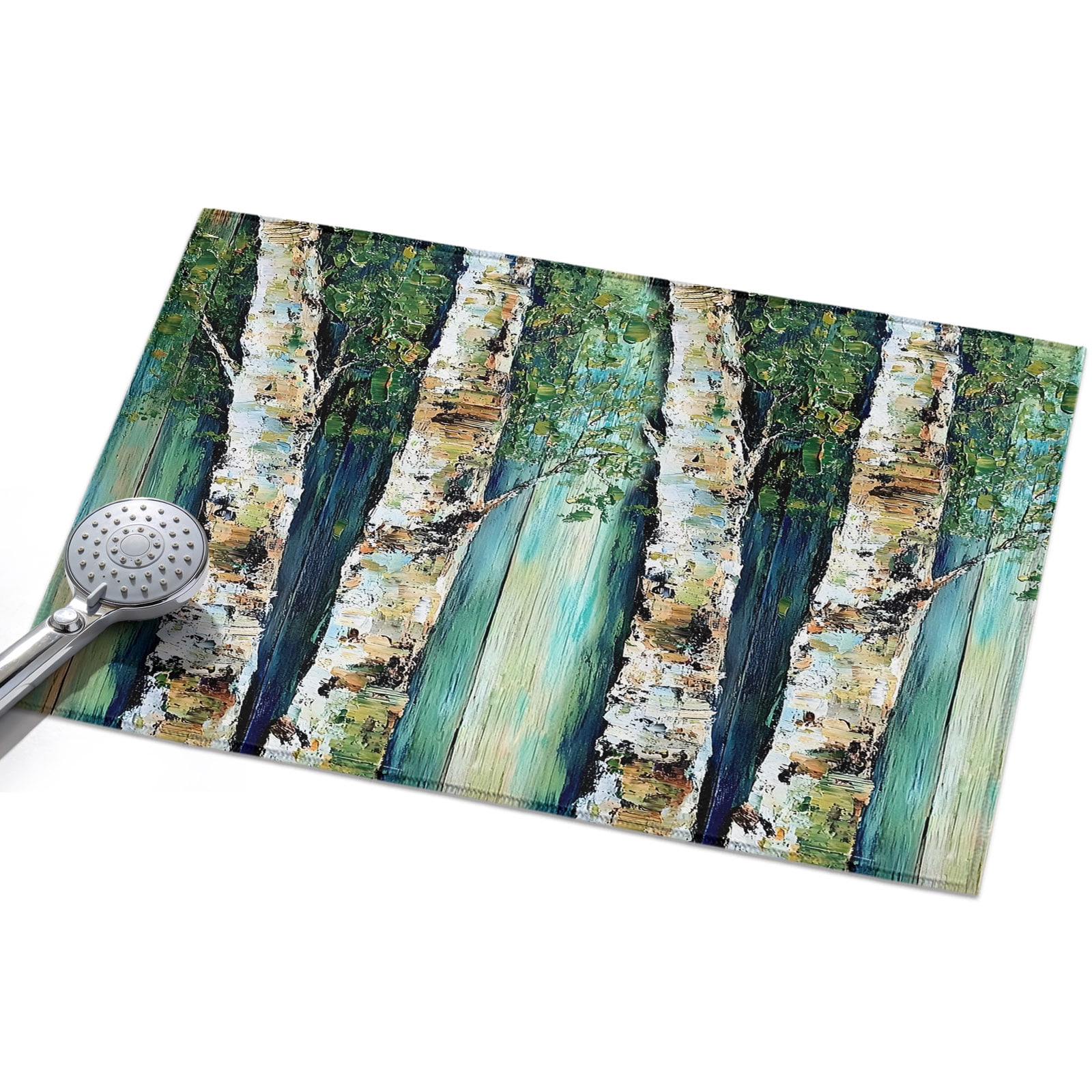Abstract Oil Area Rugs 2x3ft Vintage Painting Trees Green Leaf White ...
