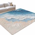 Abstract Oil Area Rugs 6x9ft Painting Style Blue Beige Gradient Wave ...