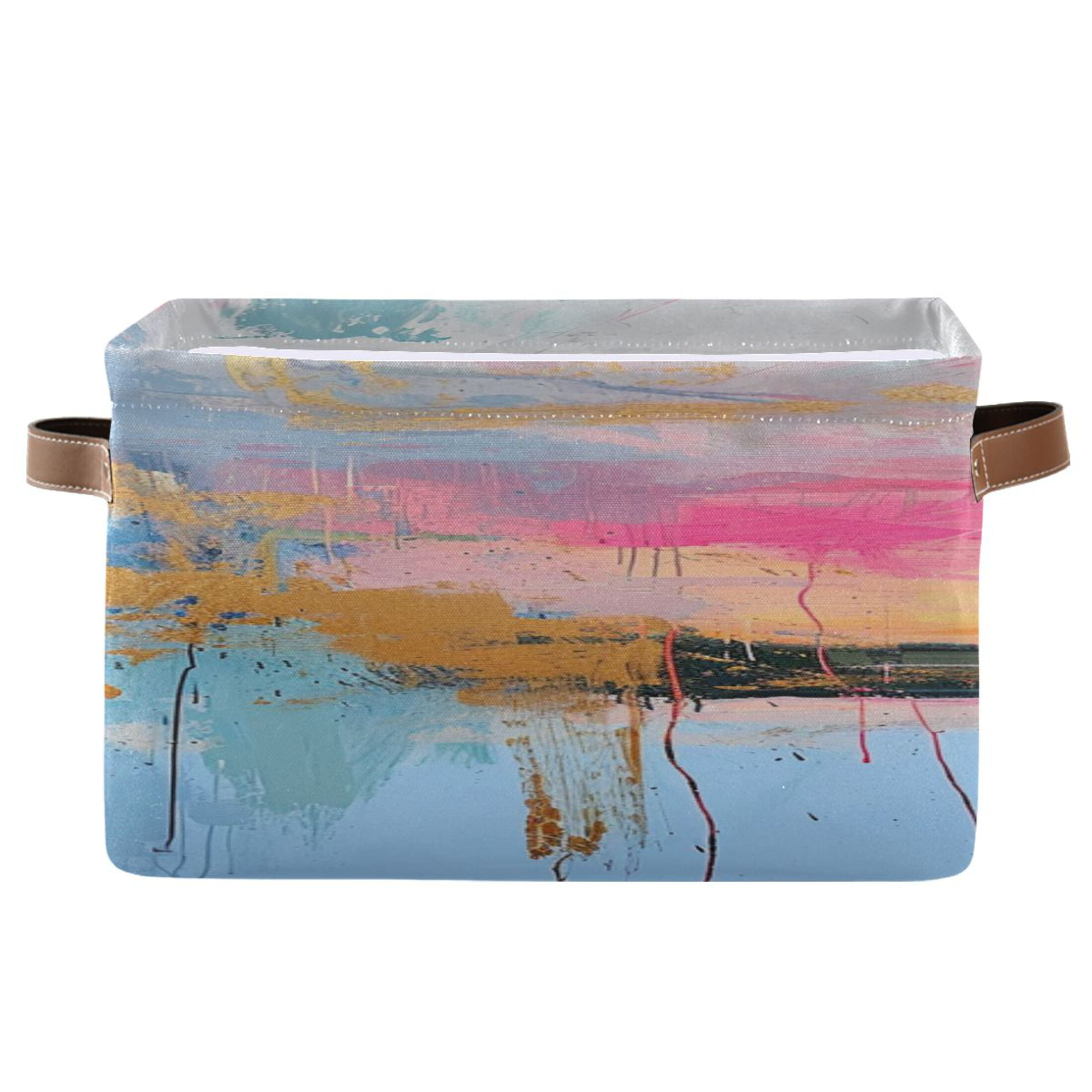 Abstract Oil Landscape Storage Bins with Handle Fabric Organizer Basket ...