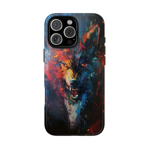 Abstract Oil Paint Wolf Wolves Design Graphic Case for iPhone 11,12,13 ...