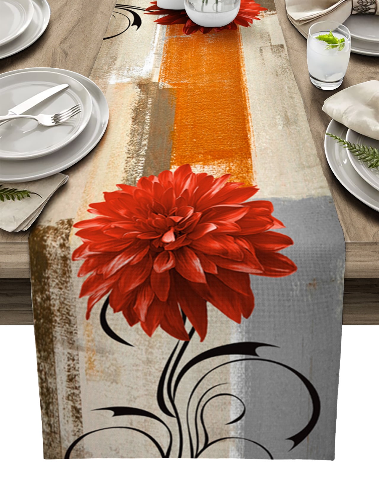 Abstract Oil Painting Art Dining Table Runner Country r Anti-stain ...
