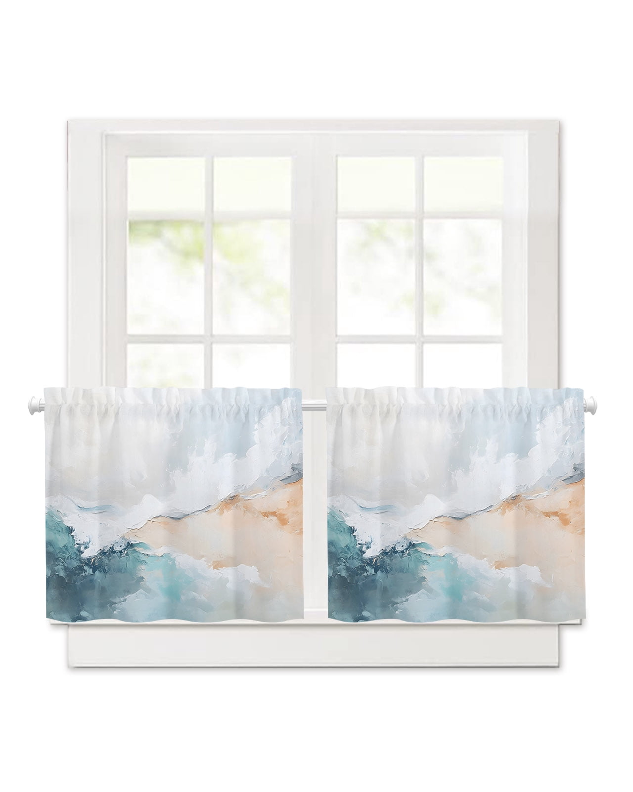 Abstract Oil Painting Art Short Blackout Curtains 30 Inch Long,Modern ...