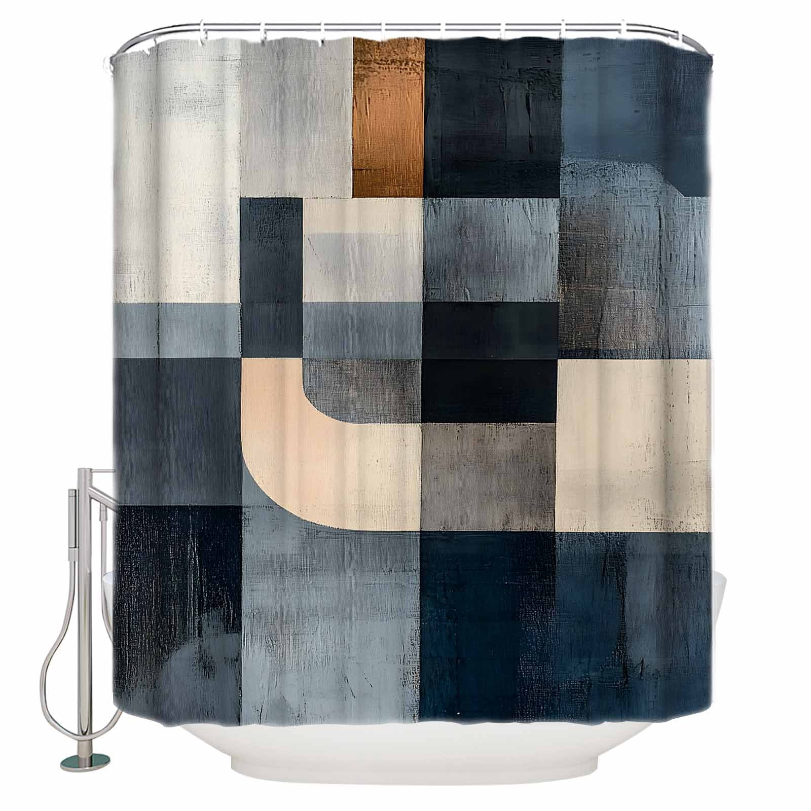 Abstract Oil Painting Bathroom Shower Curtains with 12 Hooks Polyester ...