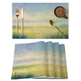 Abstract Oil Painting Cotton Linen Placemats Set of 1, Green Yellow ...
