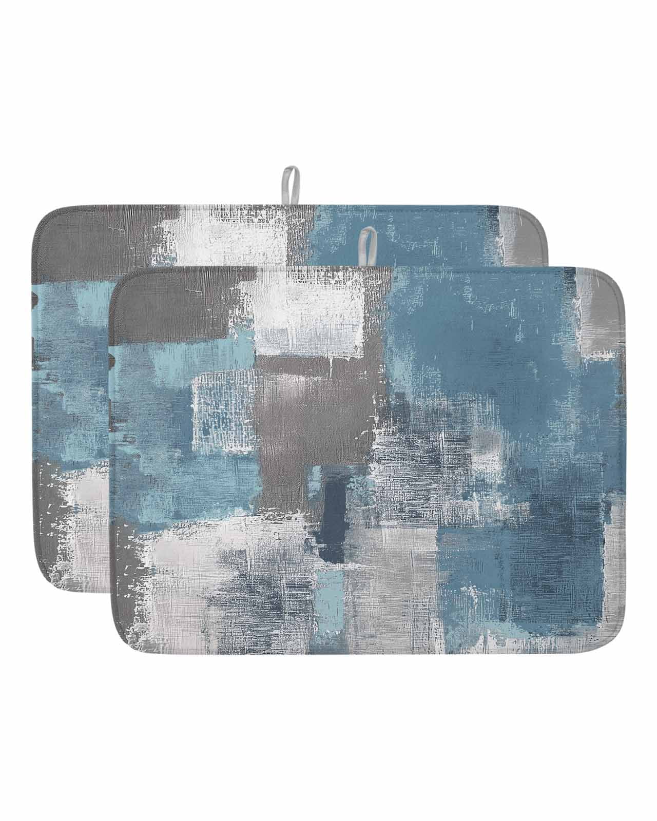 Abstract Oil Painting Dish Drying Mat 18x24 inch Square Blue Smear ...