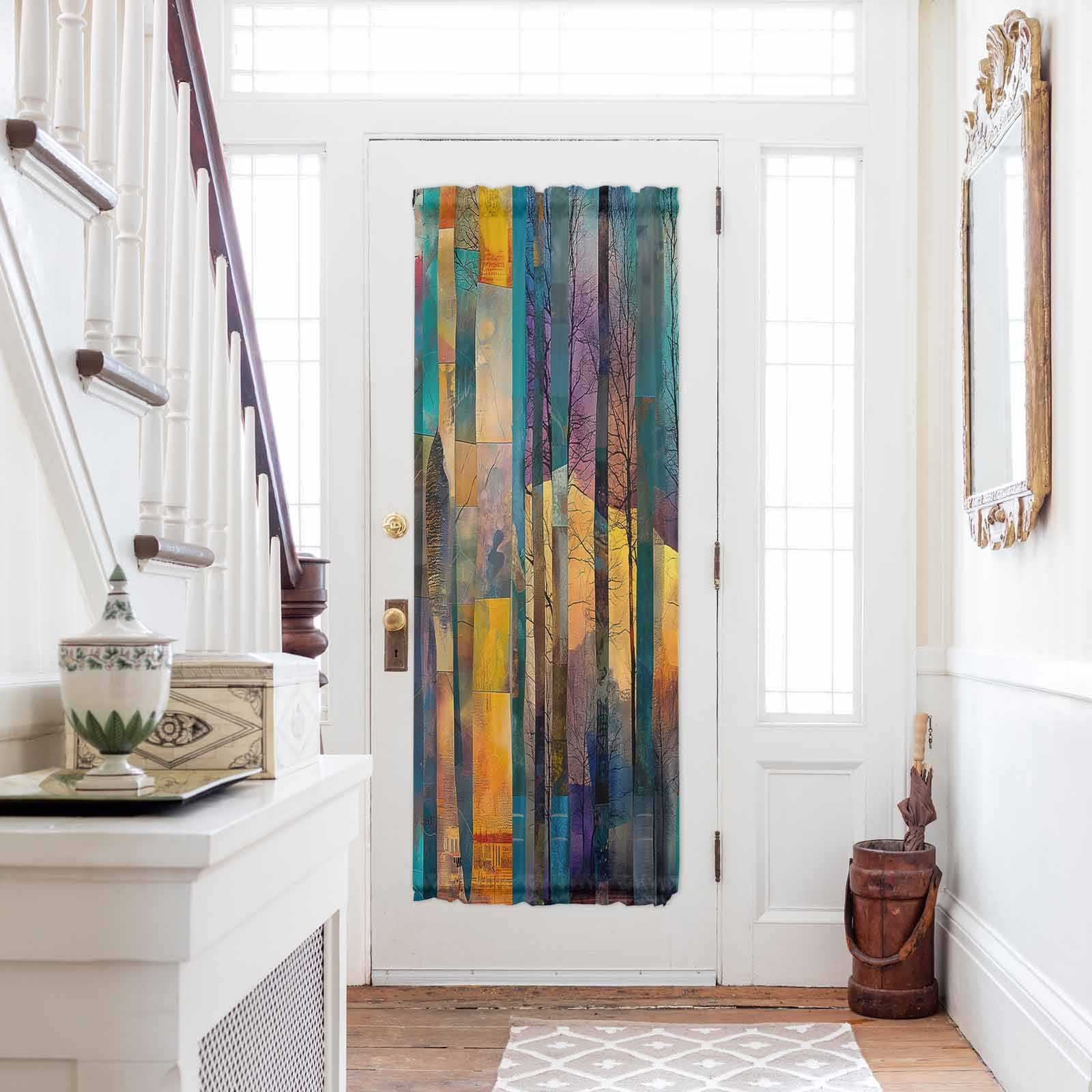 Abstract Oil Painting Door Curtains for Door Window, French Sidelight ...