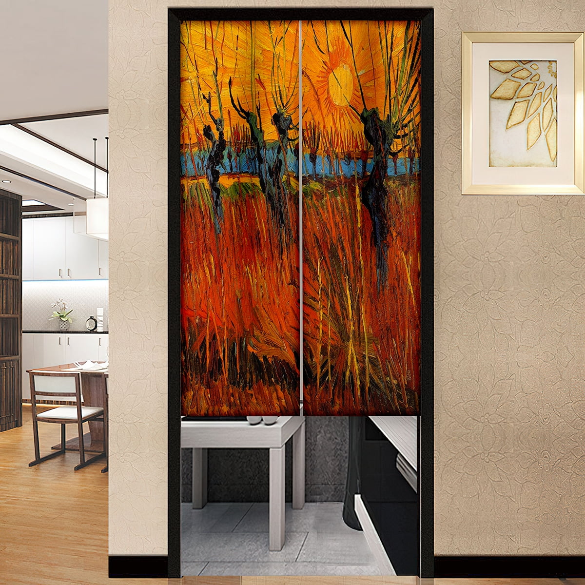 Abstract Oil Painting Door Curtains Nordic Partition Noren Hanging Half ...
