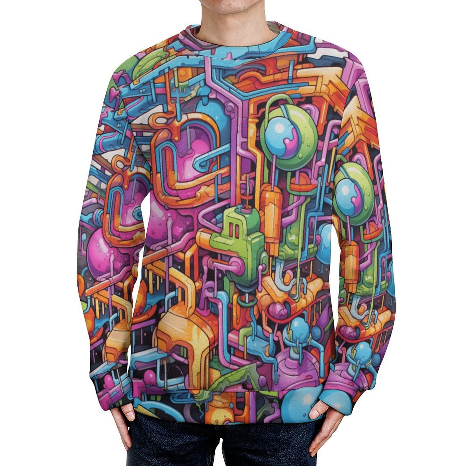 Abstract Oil Painting Fall Fashion 2024 Long Sleeve Crew Neck Business ...
