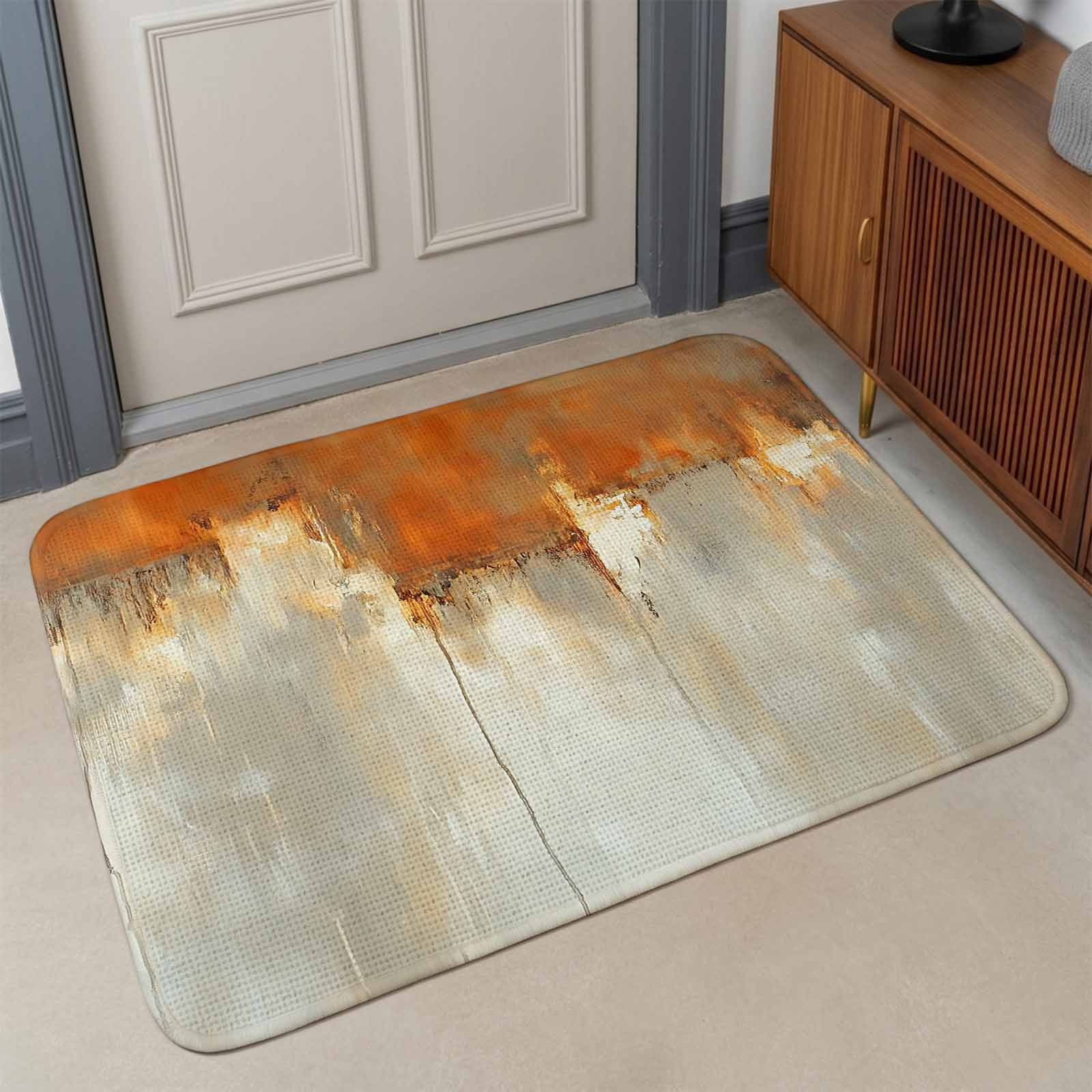 Abstract Oil Painting Front Door Mat Indoor Entrance, Orange Grey ...