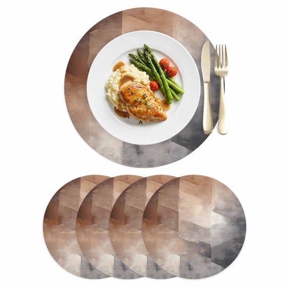 Abstract Oil Painting Leather Placemats Set of 4, 12 Inch, Brown Grey ...