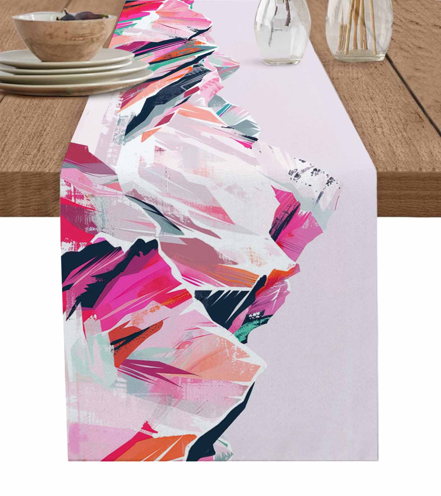 Abstract Oil Painting Mountain Illustration Table Runner ration Home r ...