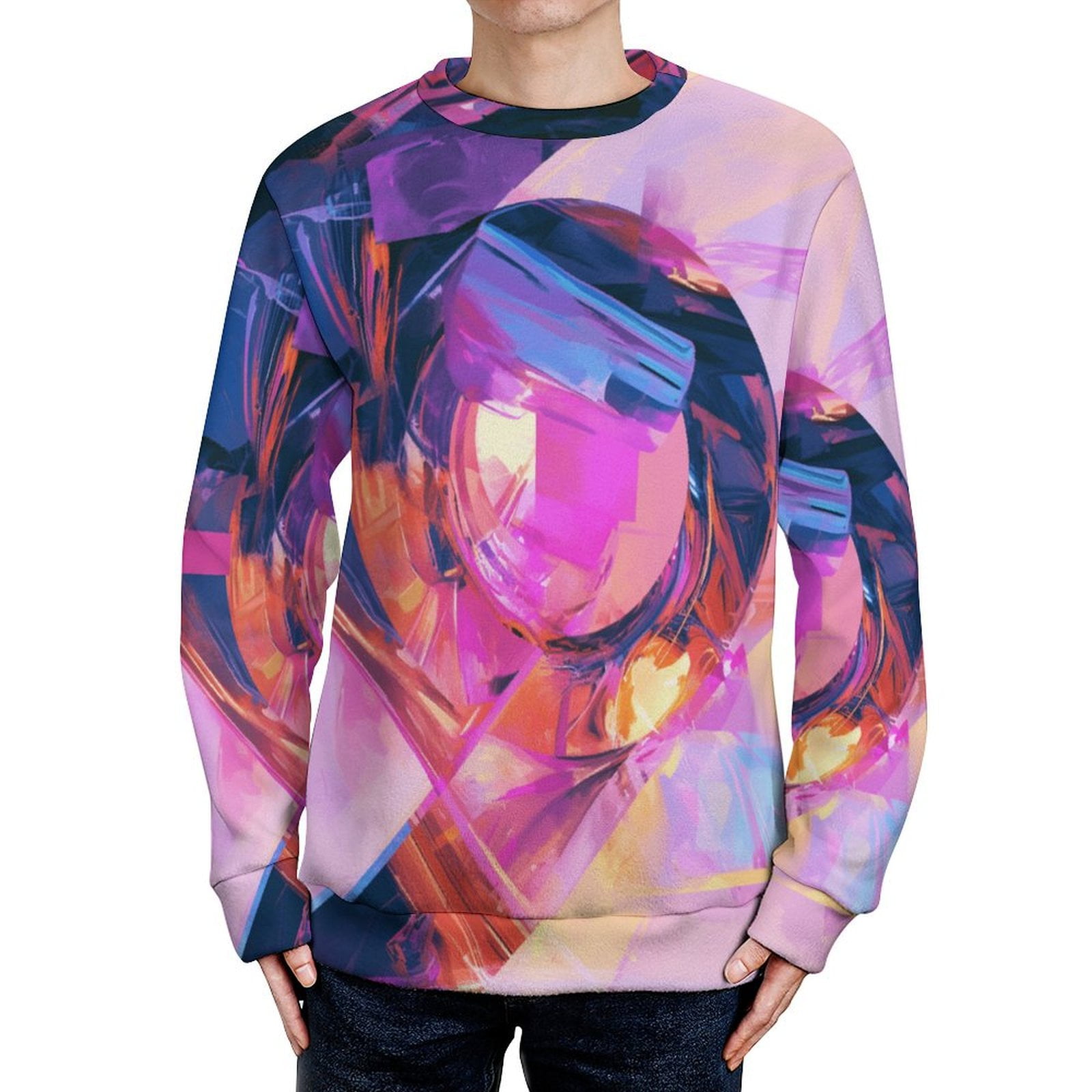 Abstract Oil Painting Neck Sweater - Walmart.com