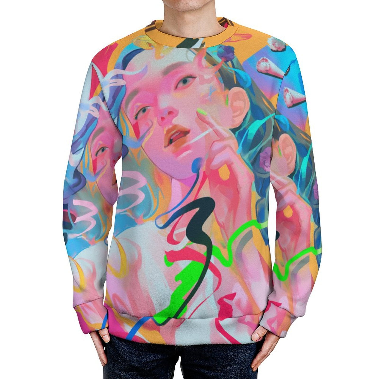 Abstract Oil Painting Neck Sweater - Walmart.com