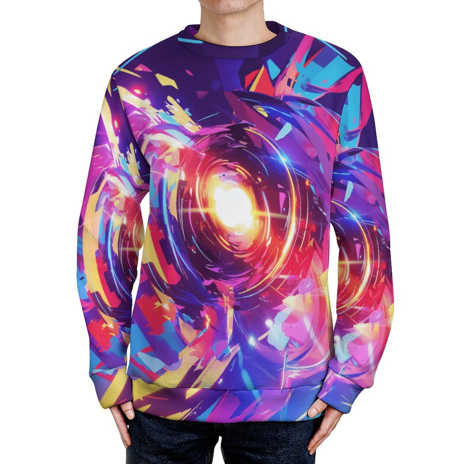 Abstract Oil Painting Neck Sweater - Walmart.com