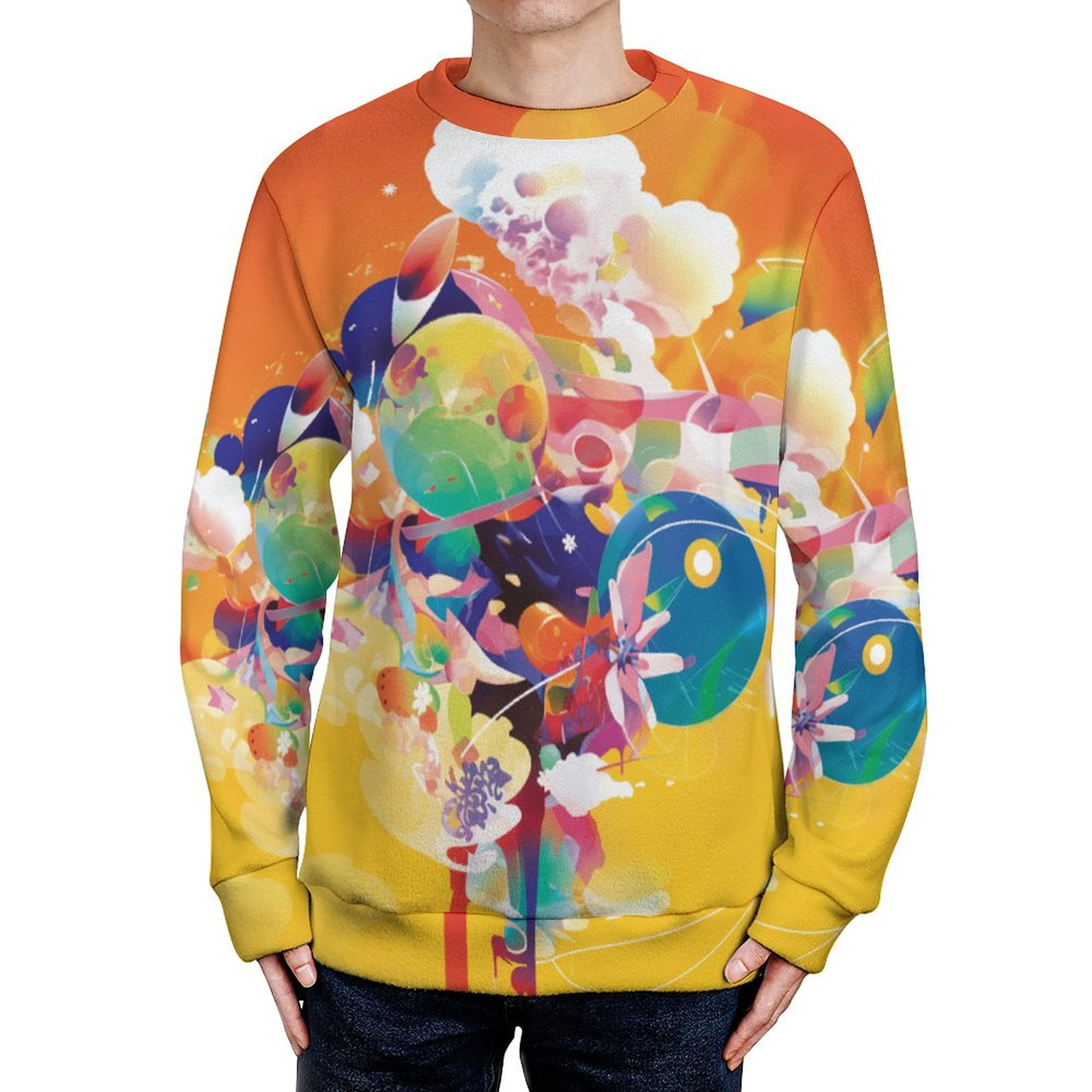 Abstract Oil Painting Neck Sweater - Walmart.com