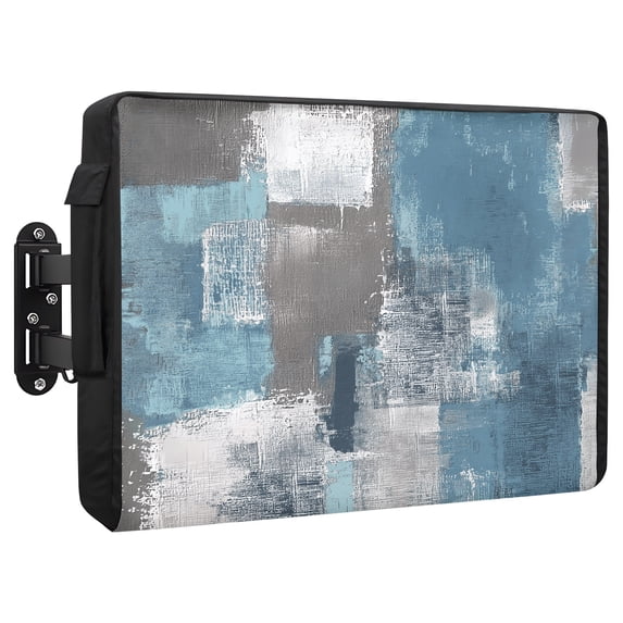 Abstract Oil Painting Outdoor TV Cover 52 to 55 Inch Square Blue Smear ...