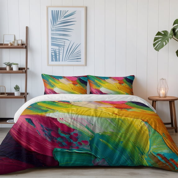 Abstract Oil Painting Pattern California King Size Bed Set,Color Block ...