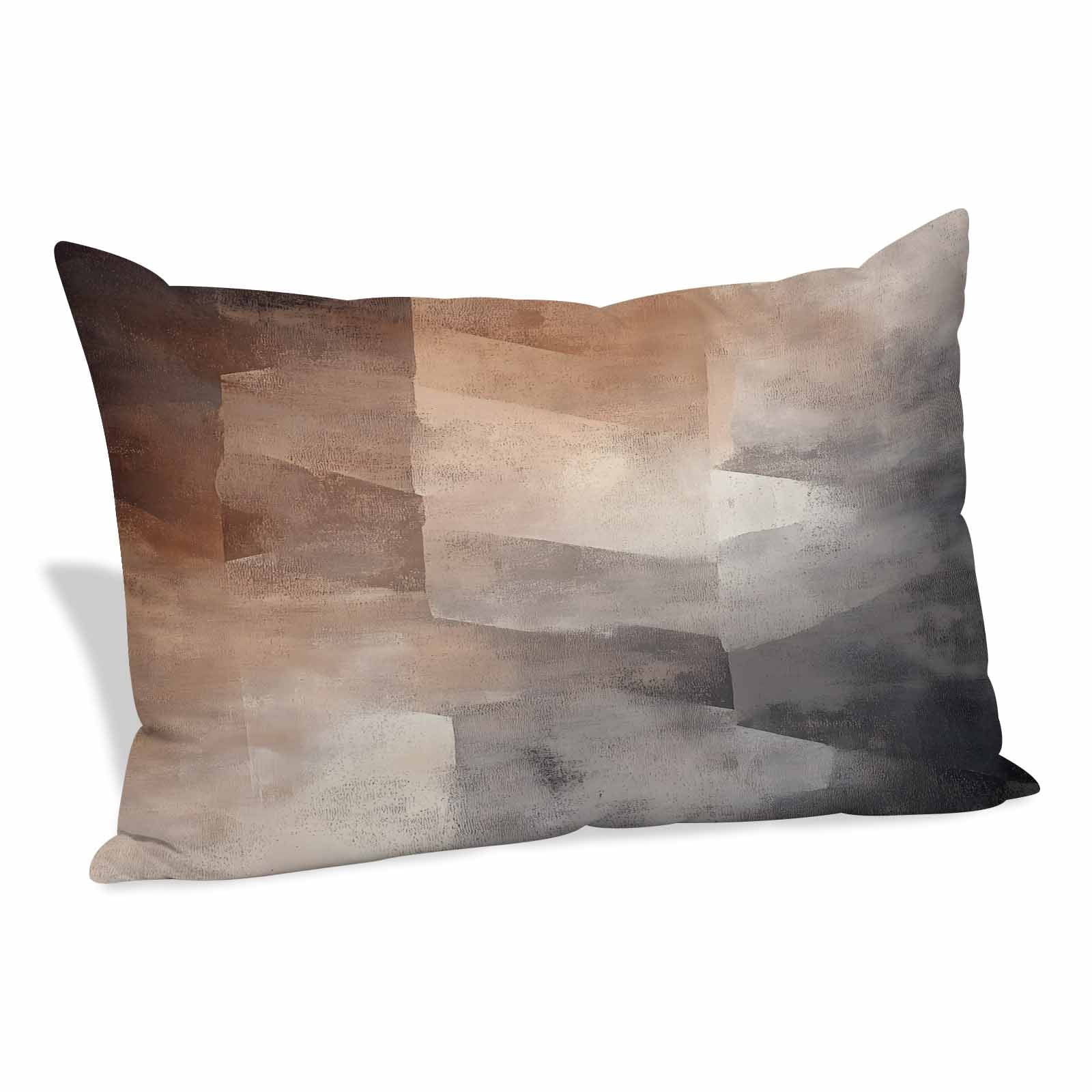 Abstract Oil Painting Pillow Covers 20x36 Inch, Brown Grey Watercolor ...