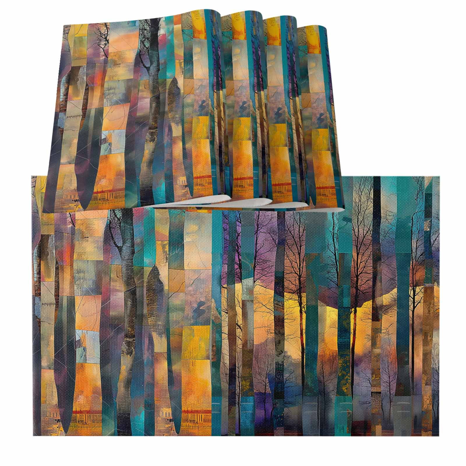 Abstract Oil Painting Placemats for Dinning Table Set of 4, Modern ...