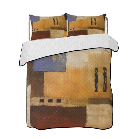 Abstract Oil Painting Quilts Bedding Set California King Yellow Red ...