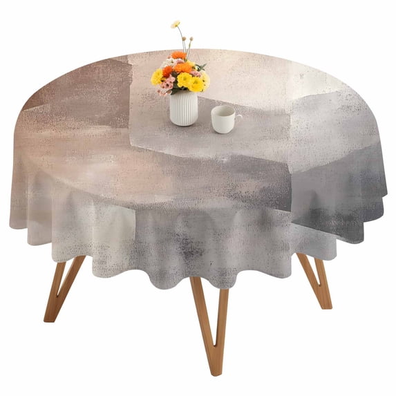 Abstract Oil Painting Round Tablecloth 54 inches Brown Grey Watercolor ...