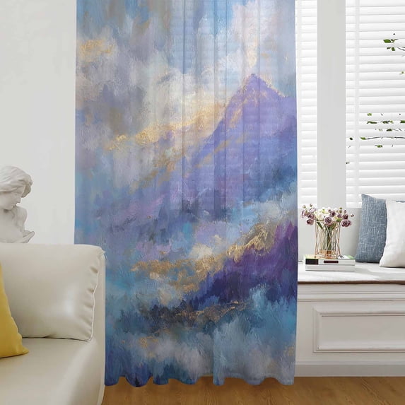 Abstract Oil Painting Semi Sheer Curtains Drapes for Living Room ...