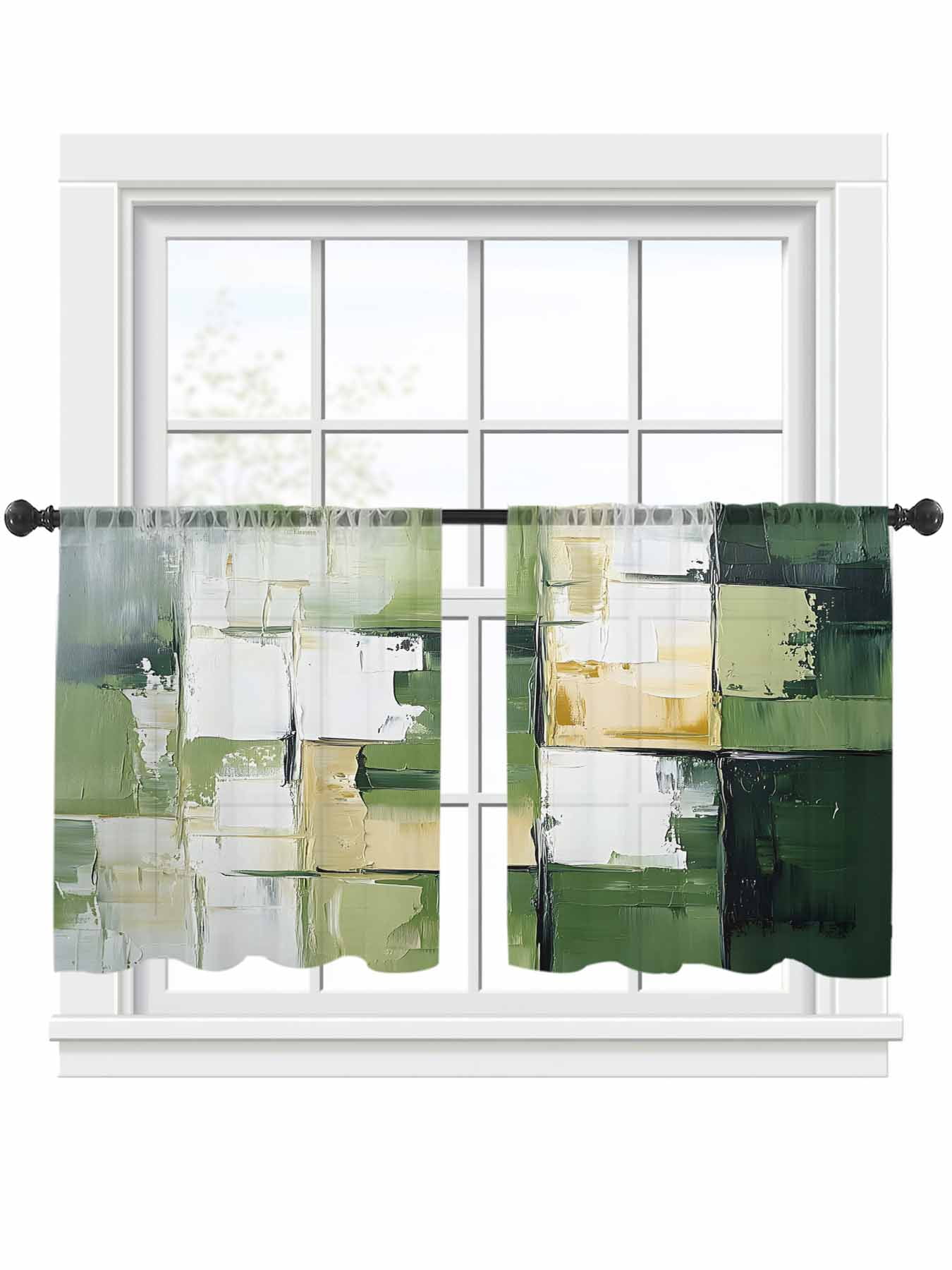 Abstract Oil Painting Sheer Curtains for Living Room Bedroom, Light ...