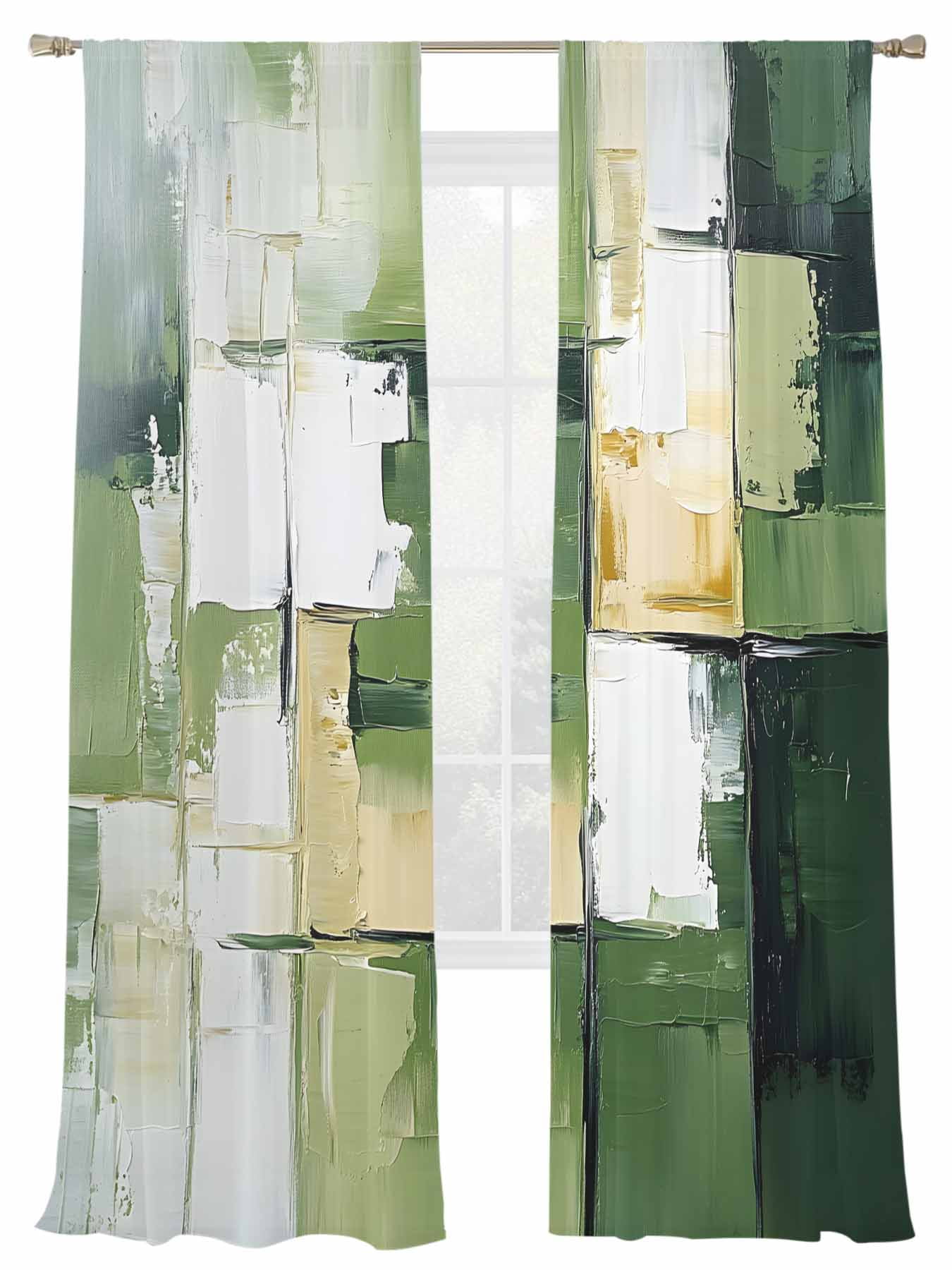 Abstract Oil Painting Sheer Curtains for Living Room Bedroom, Light ...