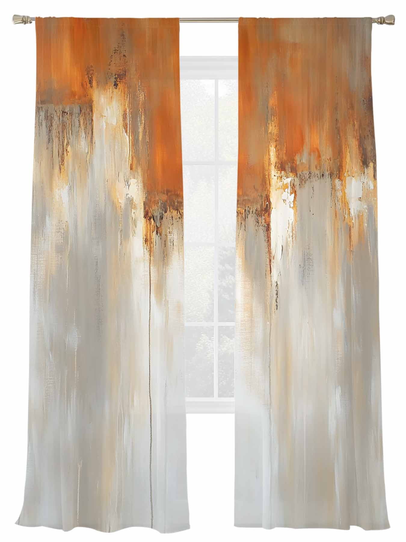 Abstract Oil Painting Sheer Curtains for Living Room Bedroom, Light ...