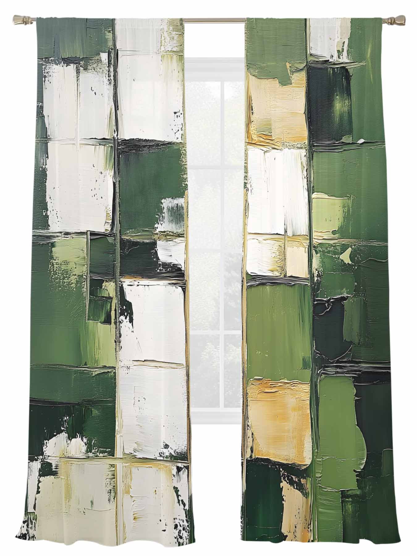 Abstract Oil Painting Sheer Curtains for Living Room Bedroom, Light ...
