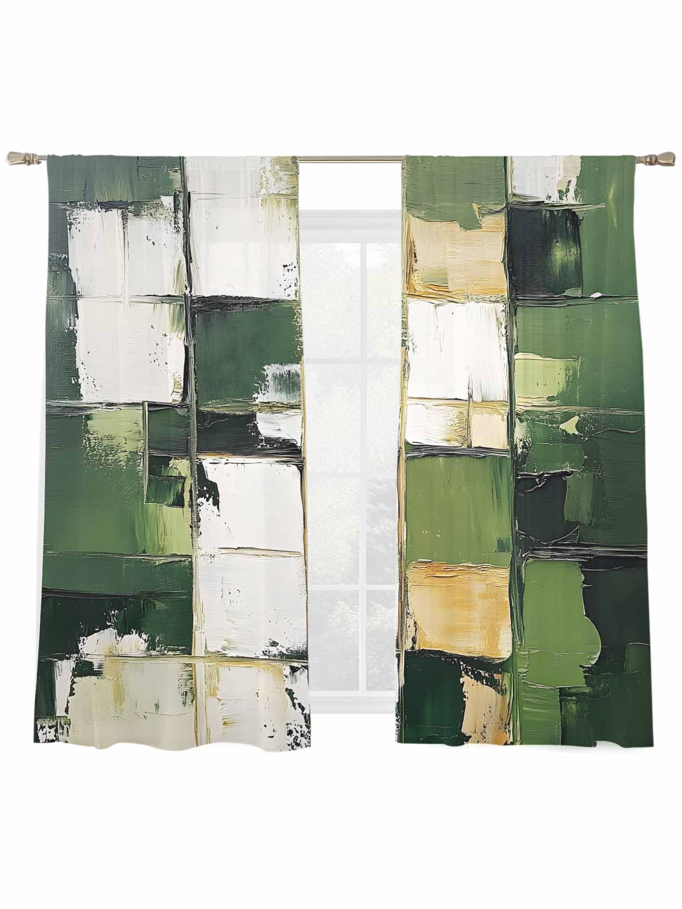 Abstract Oil Painting Sheer Curtains for Living Room Bedroom, Light ...
