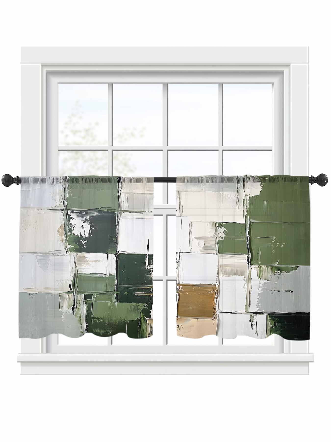 Abstract Oil Painting Sheer Curtains for Living Room Bedroom, Light ...