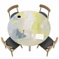 Abstract Oil Painting Style Round Fitted Tablecloth with Elastic Edge ...