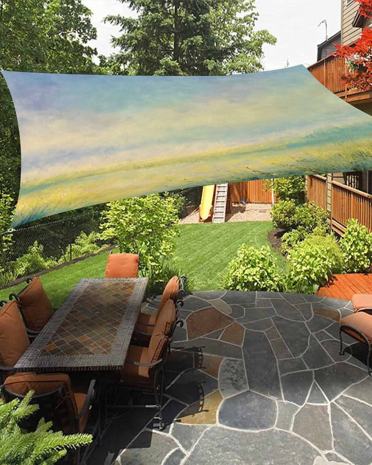 Abstract Oil Painting Sun Shade Sail 6.5'X10' Green Yellow Gradient ...