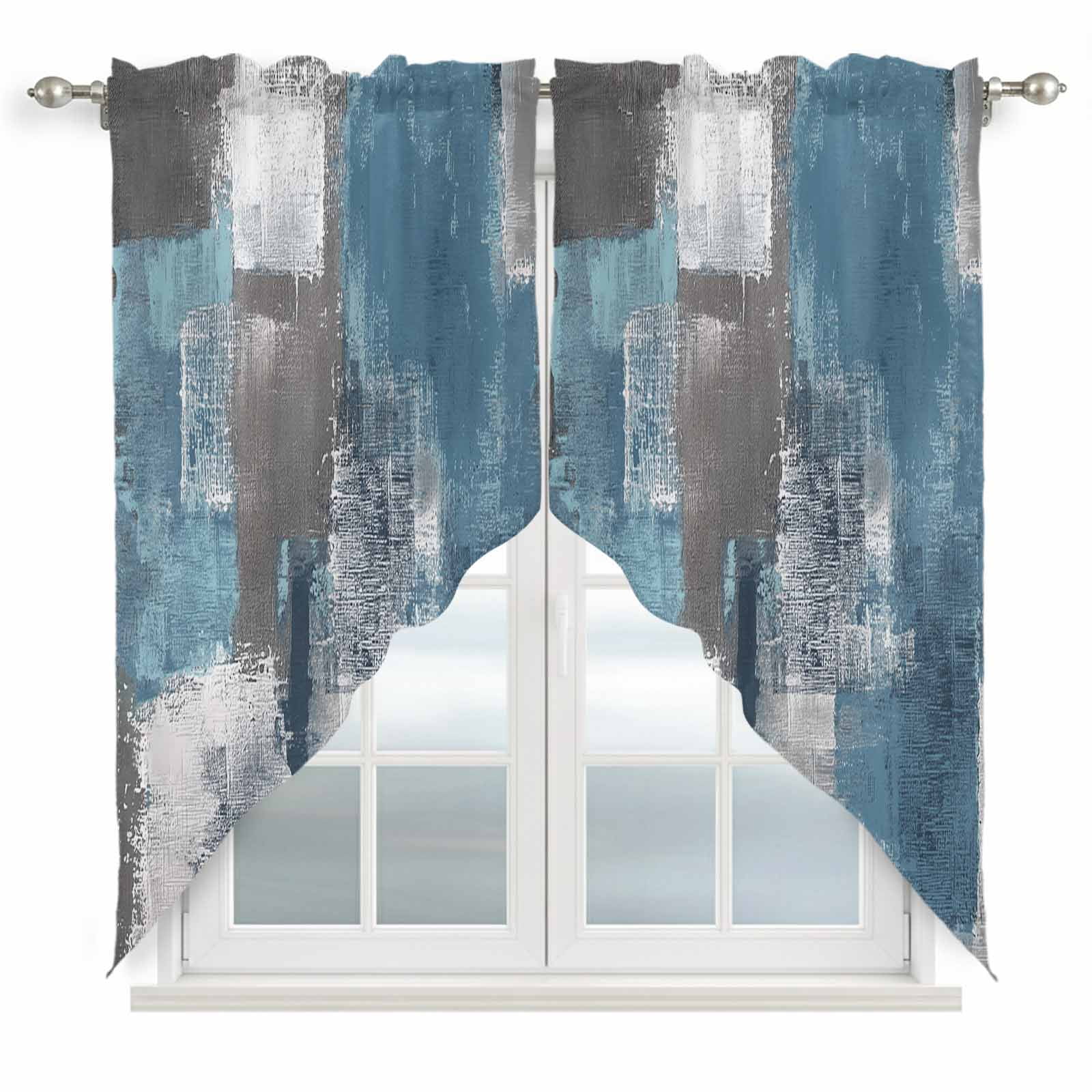 Abstract Oil Painting Swag Curtain Valance for Window 2 Panels Square ...