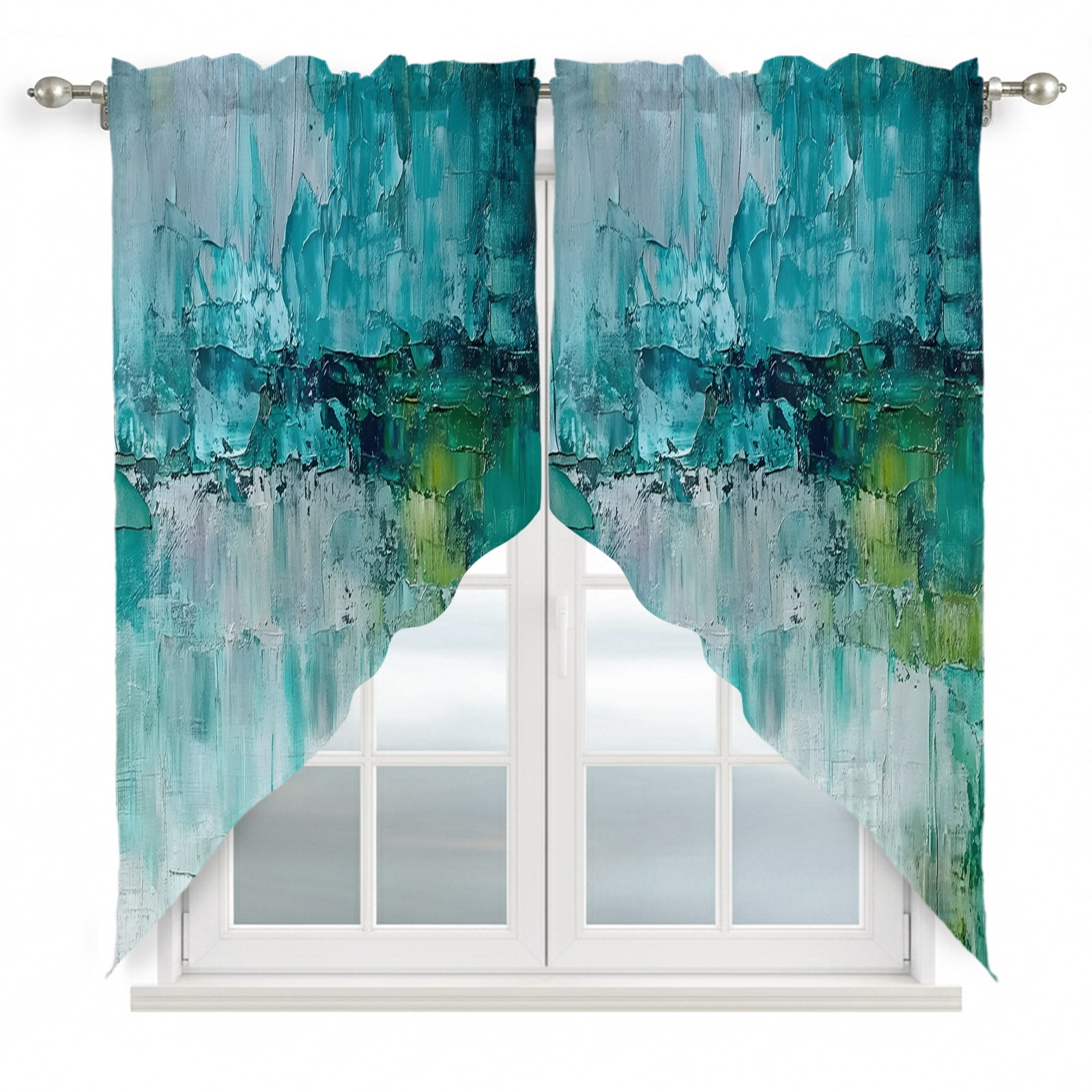 Abstract Oil Painting Swag Curtain Valance for Window 2 Panels ...
