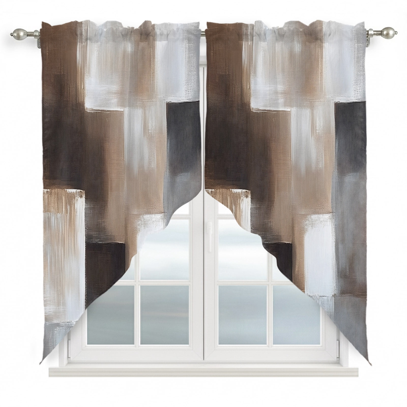 Abstract Oil Painting Swag Valances for Windows 36 inches Long, Brown ...