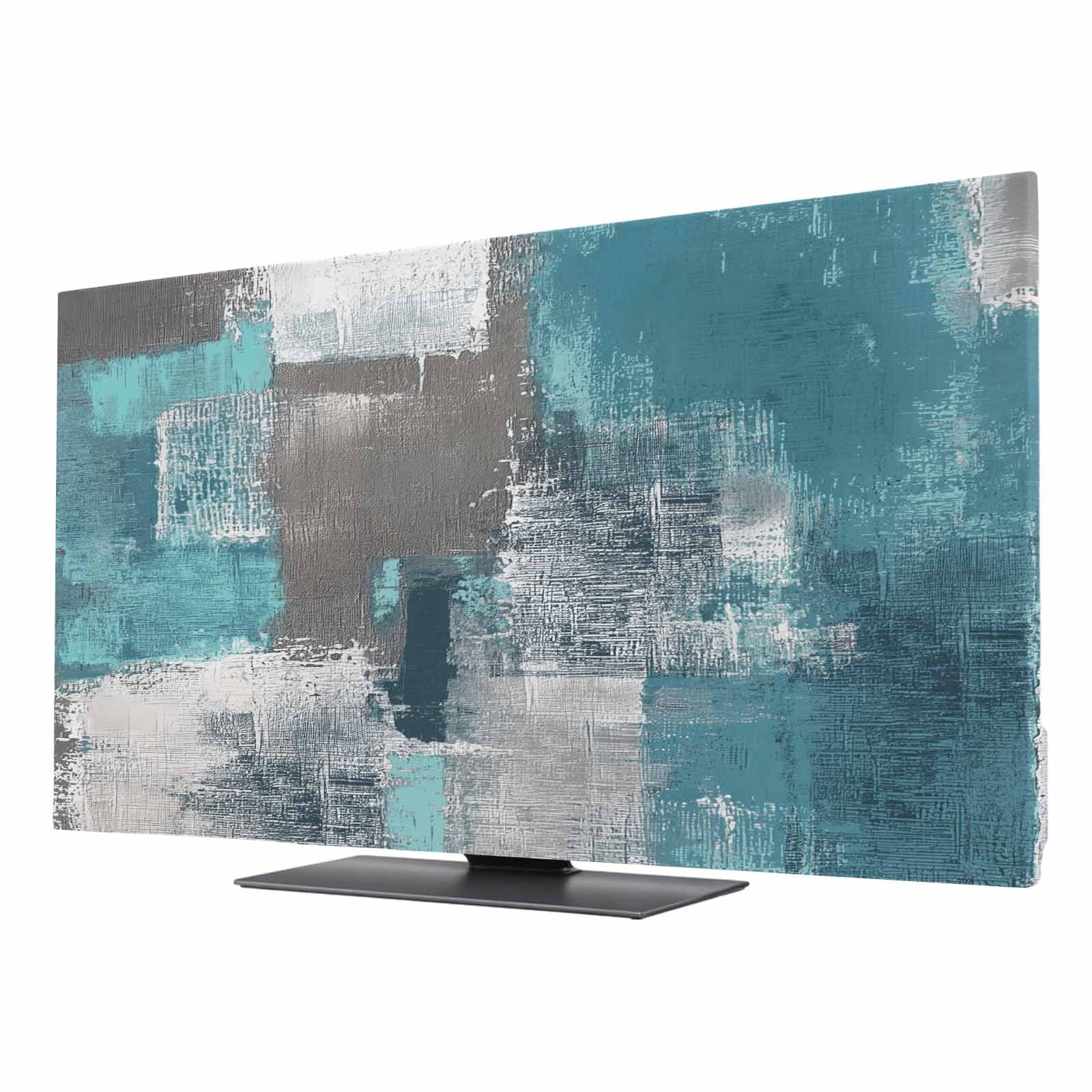 Abstract Oil Painting TV Dust Cover 32 Inch, Square Blue Green Smear ...