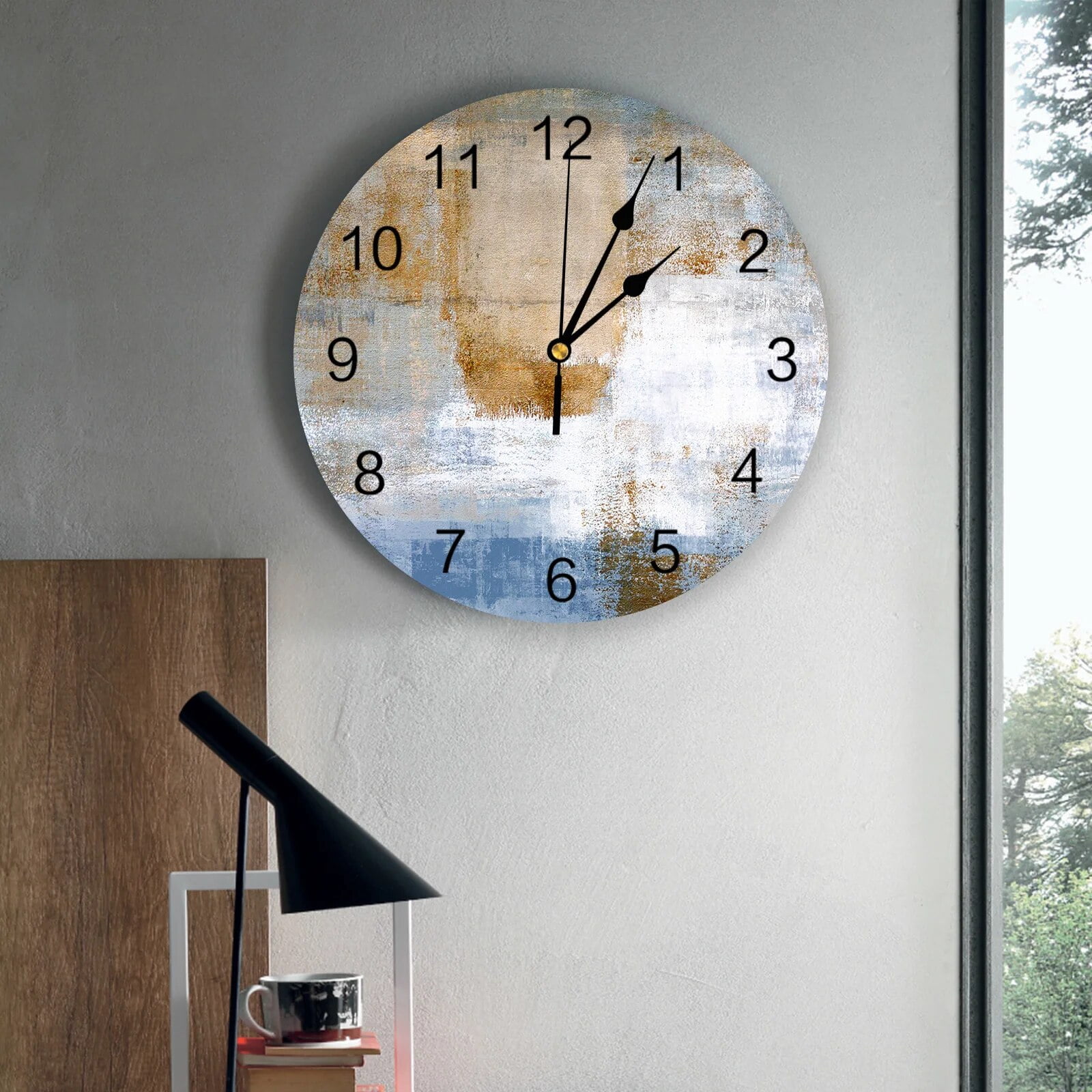 Abstract Oil Painting Texture Wall Clock Large Modern Kitchen Dinning ...